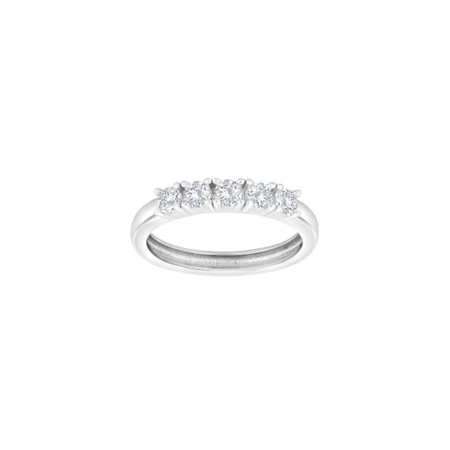 JOANLI Obi silfurhringur með 5 zirkonia 340950
