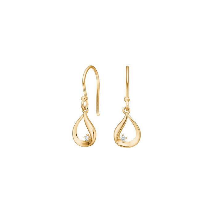 Gulleyrnalokkar 14kt með 0.018ct demöntum
