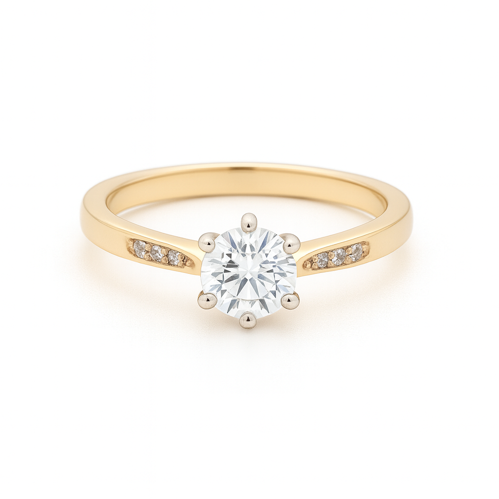 LAUPUR 14k gull einbaugur með 0.5ct + 10x0.005ct demöntum