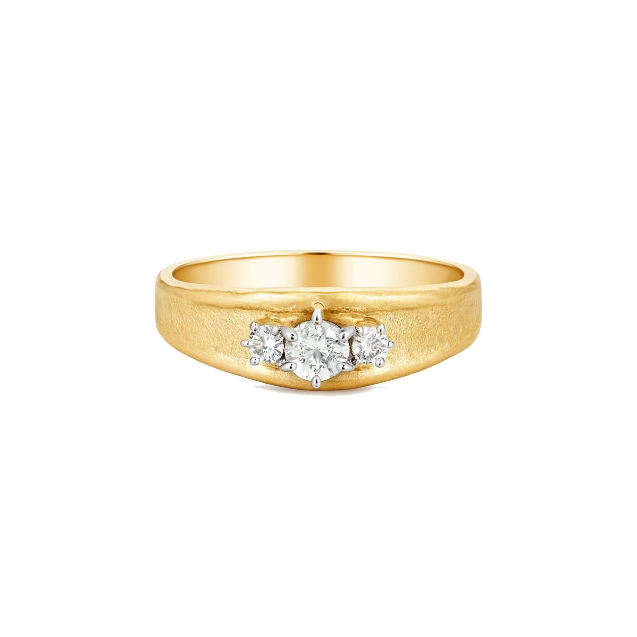 LAUPUR 14k eldmótaður gullhringur með 0.25 og 0.05ct demöntum