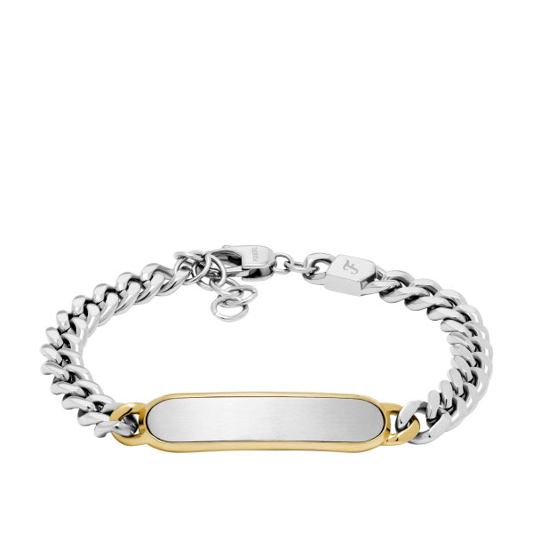 FOSSIL 2-Tone armband með plötu fyrir áletrun JF04851