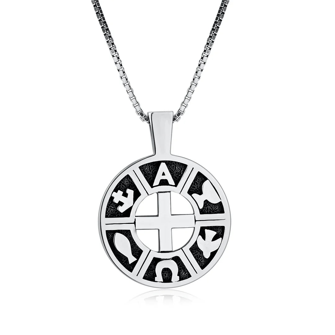 VERA DESIGN Infinity Serenity Midi oxyderað silfurhálsmen með æðruleys