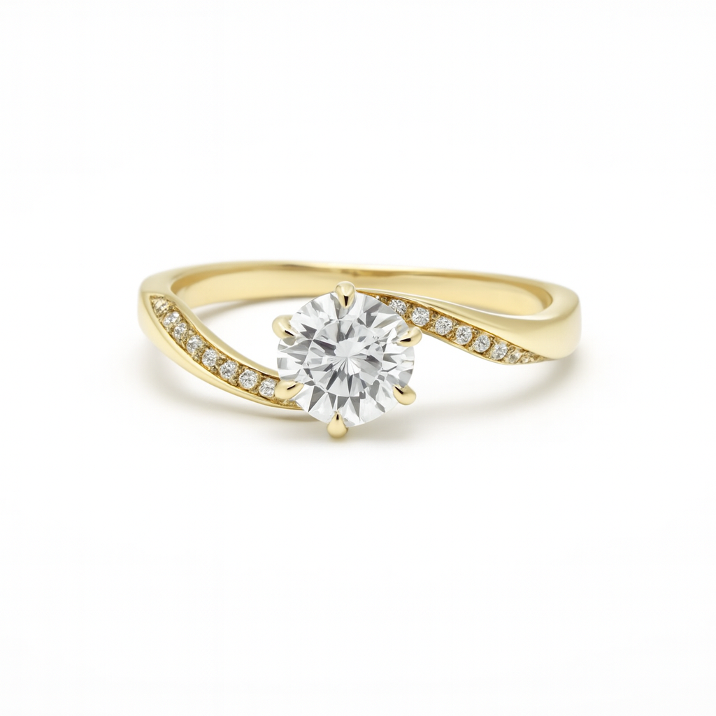 LAUPUR 14k gull einbaugur með 0.1ct demöntum